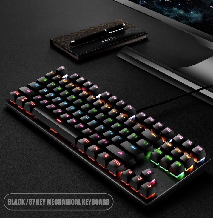 Leaven K550 Mechanical Keyboard 87 Keys with RGB Colorful Light Effect Blue Switch Gaming ...