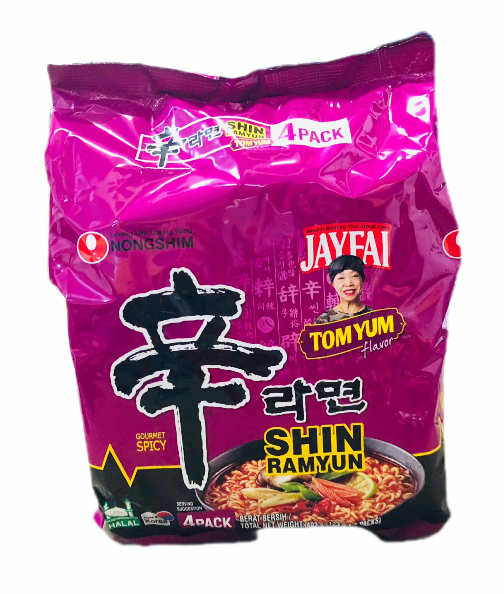 4PCS/1PACK NONGSHIM SHIN RAMYUN TOM YUM FLAVOR Instant Noodles Gourmet ...