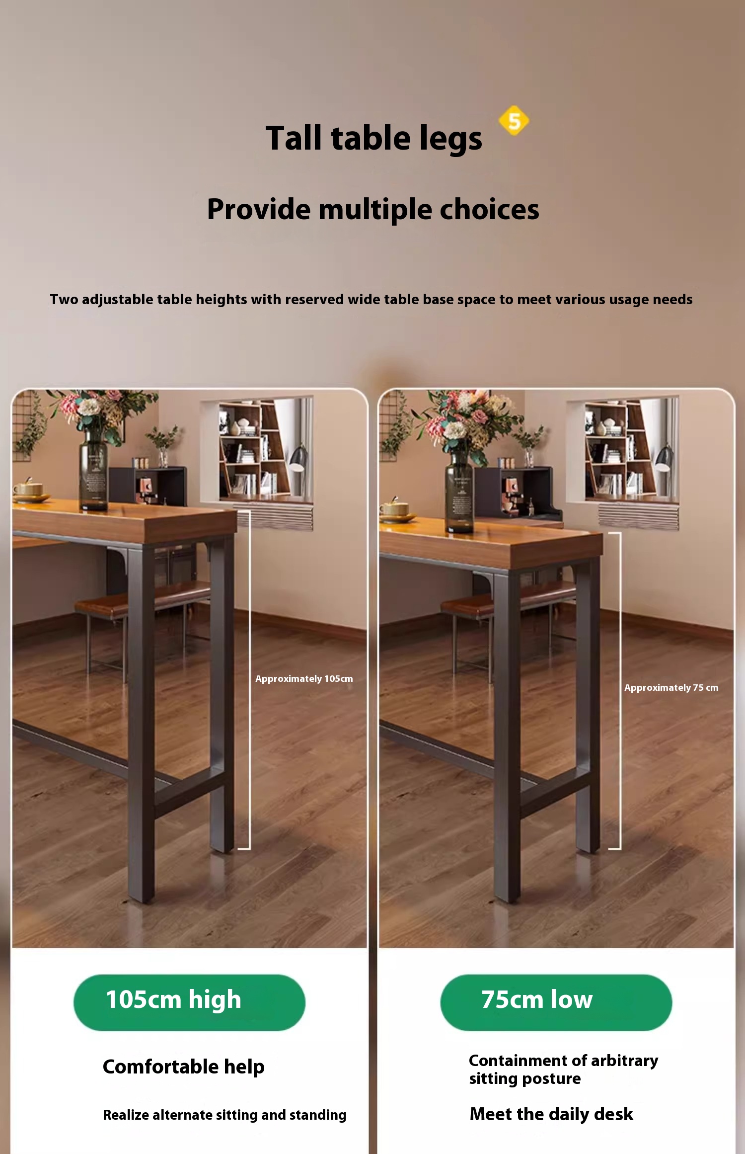 140/160/180CM High table Bar table Long table Narrow Table Set With ...