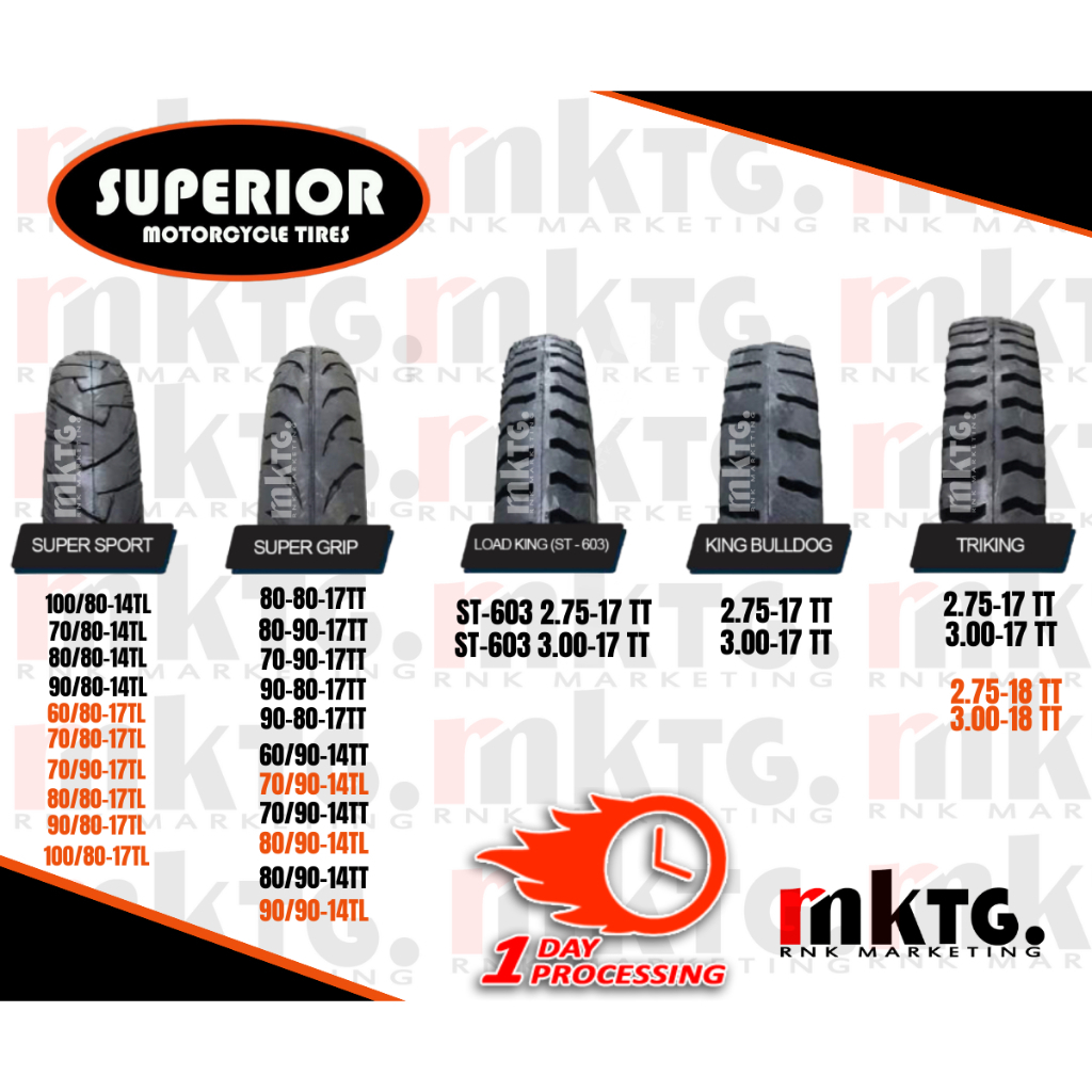 10% OFF SUPERIOR Motorcycle Tires Rim 14&17 (Tubetype/Tubeless)— Buy ...