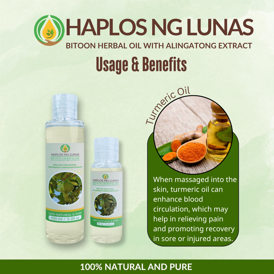 Haplos ng Lunas Bitoon Herbal Oil with Alingatong Extract Oil 50 ml ...