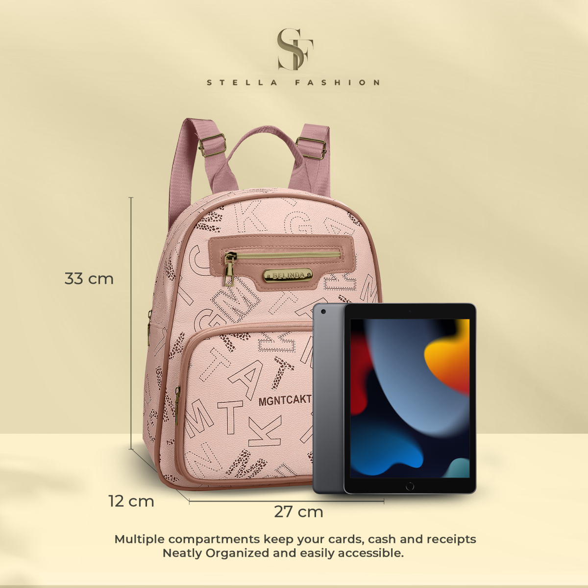 STELLA FASHION Backpack For Women High-end Leather Monogram Pattern 2 ...