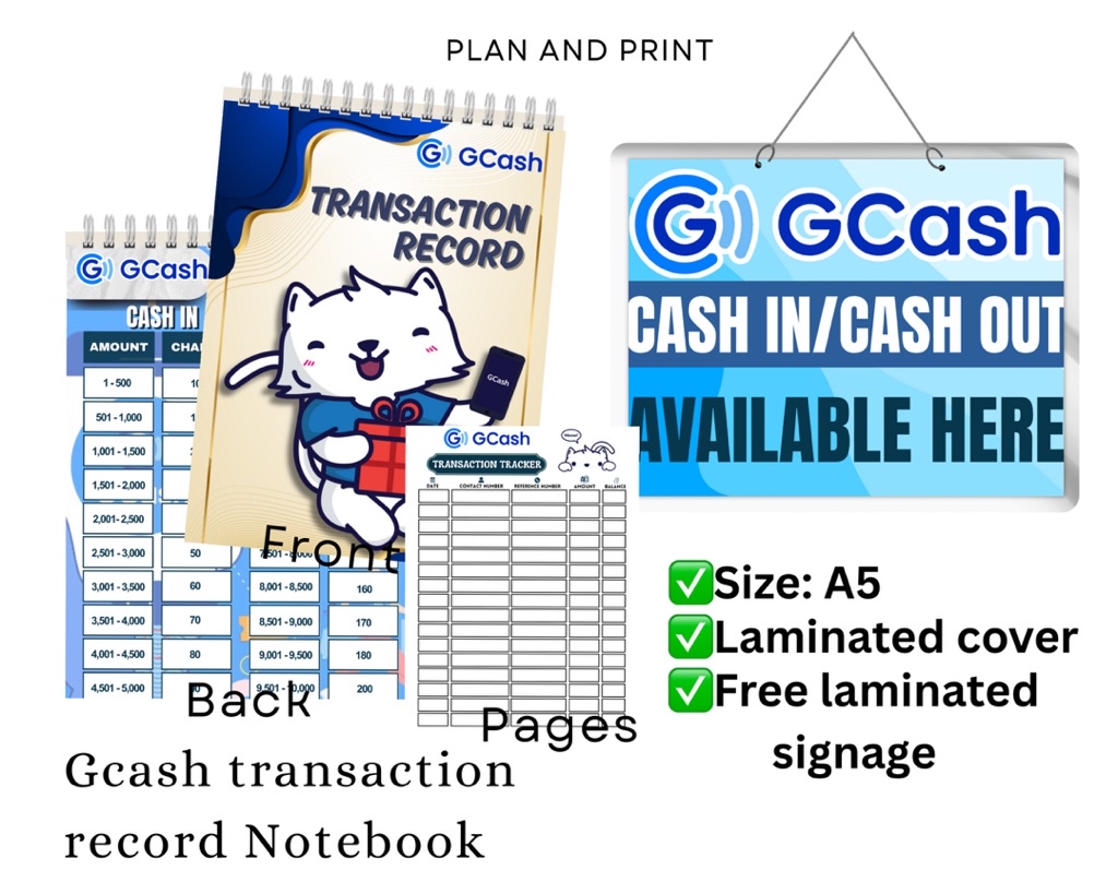 GCASH/PAYMAYA TRANSACTION RECORD BOOKLET LAMINATED WITH FREE SIGNAGE ...