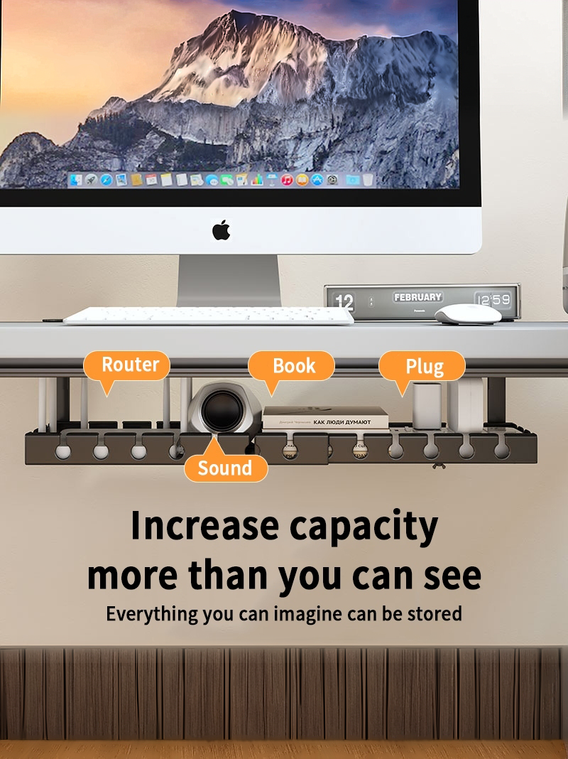 Heavy Duty Adjustable Under Desk Wire Rack Organizer NoDrill Design for ...