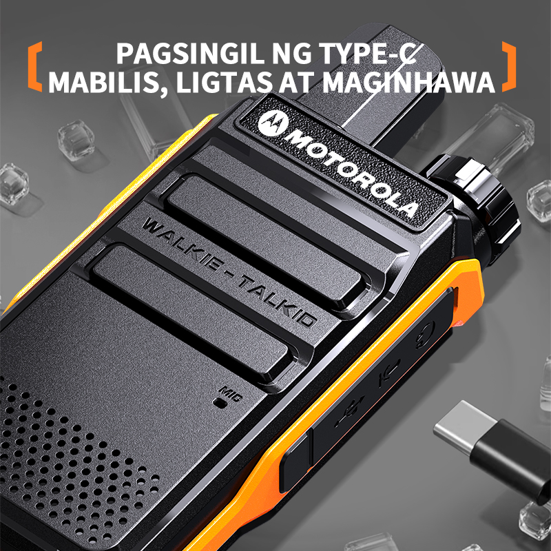 Motorola R7 Sets of 2 Two Way Radio Walkie Talkie Long Range 5W UHF 16CHS 9800mAh Type c ...