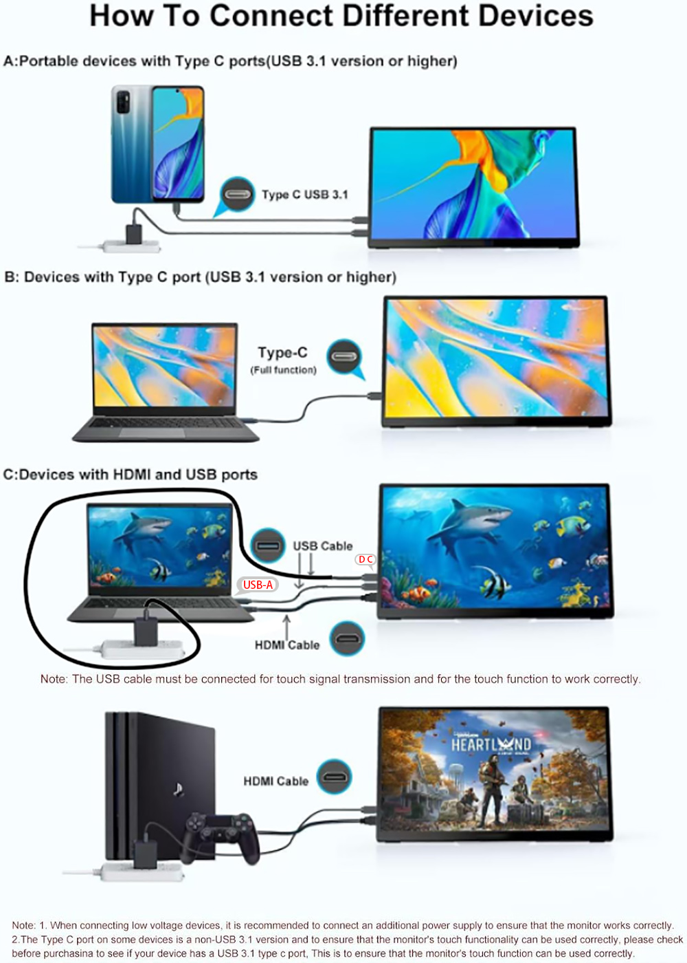 Expose 15.6inch Portable Game Touch Monitor 1080p FHD for Switch PS4 ...