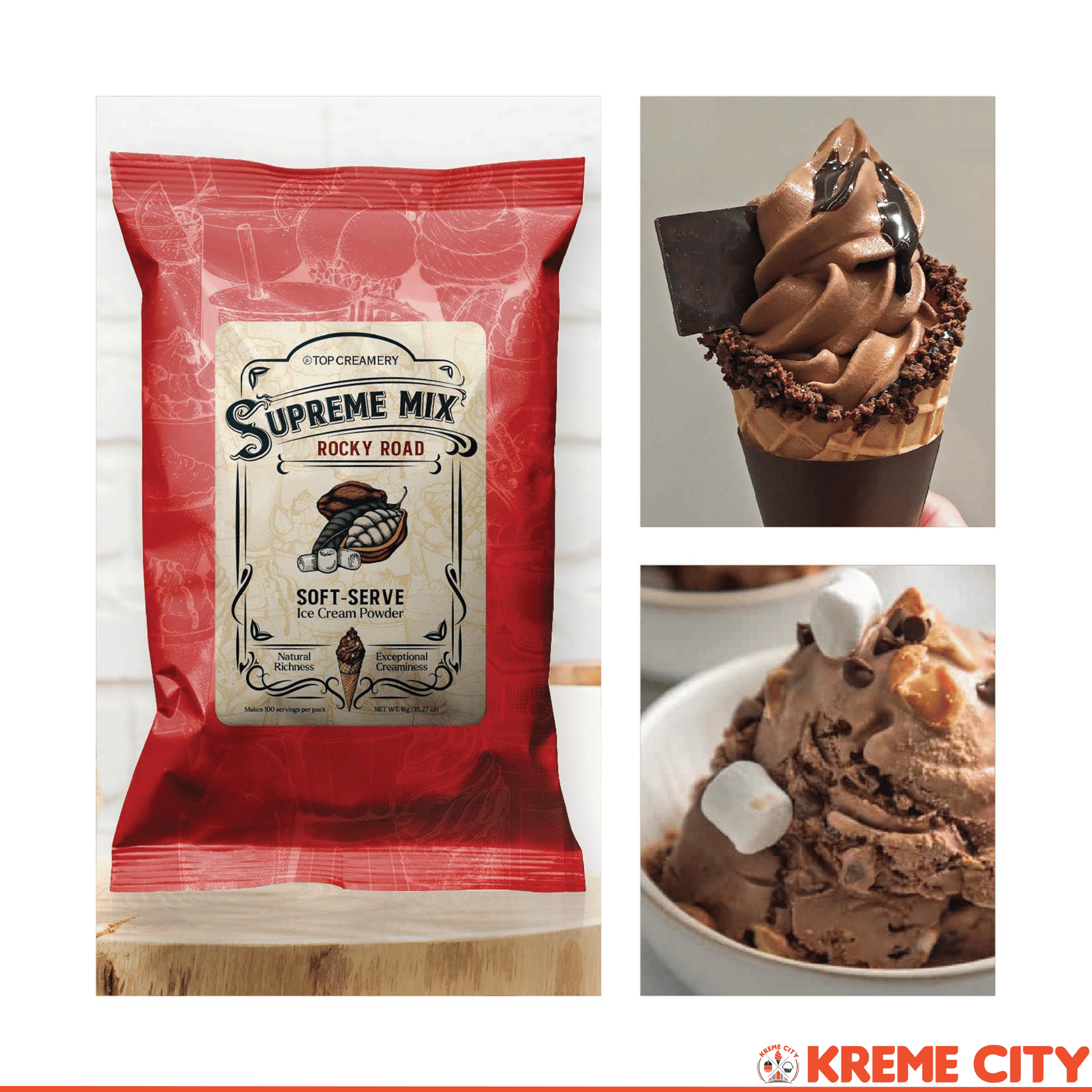 TOP Creamery Supreme Mix Rocky Road Soft Serve Ice Cream Powder Premix ...