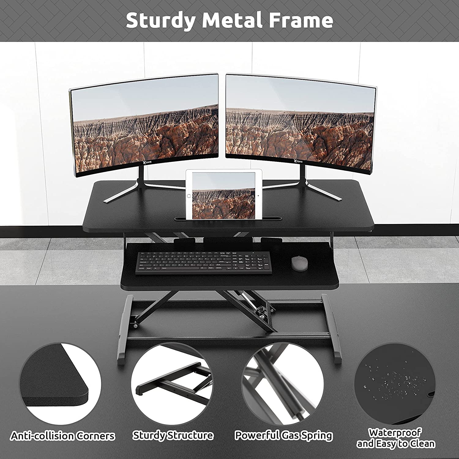 Ergonomic Adjustable Sitting Standing Desk Convertible Desk Foldable ...