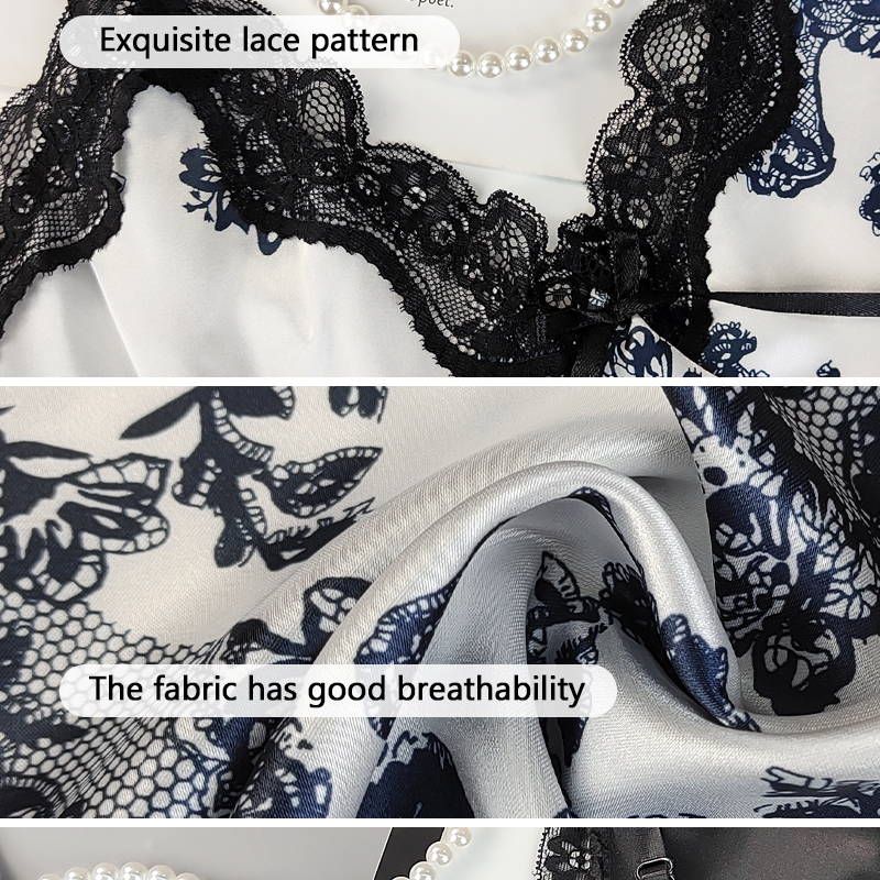 H5H Night Dress Sleepwear Ice Silk Halter Nighties Backless Honeymoon ...