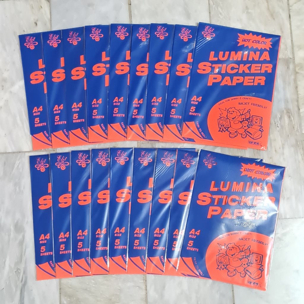Lumina Sticker Paper Veco Elit Hot Color A4-Sized per Pack (5sheets ...