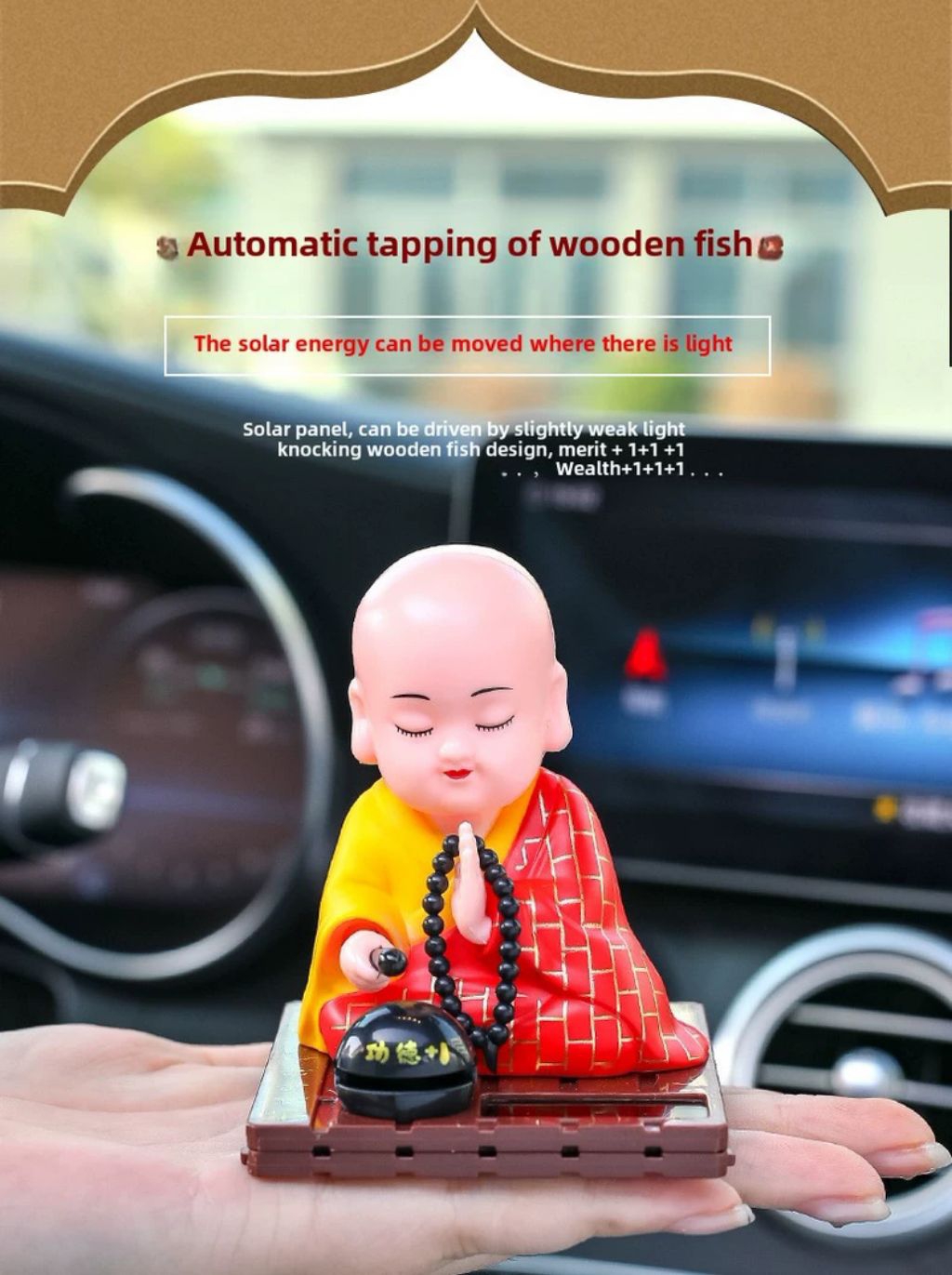 Solar Monk toy praying monk solar powered praying monk figurine moving ...