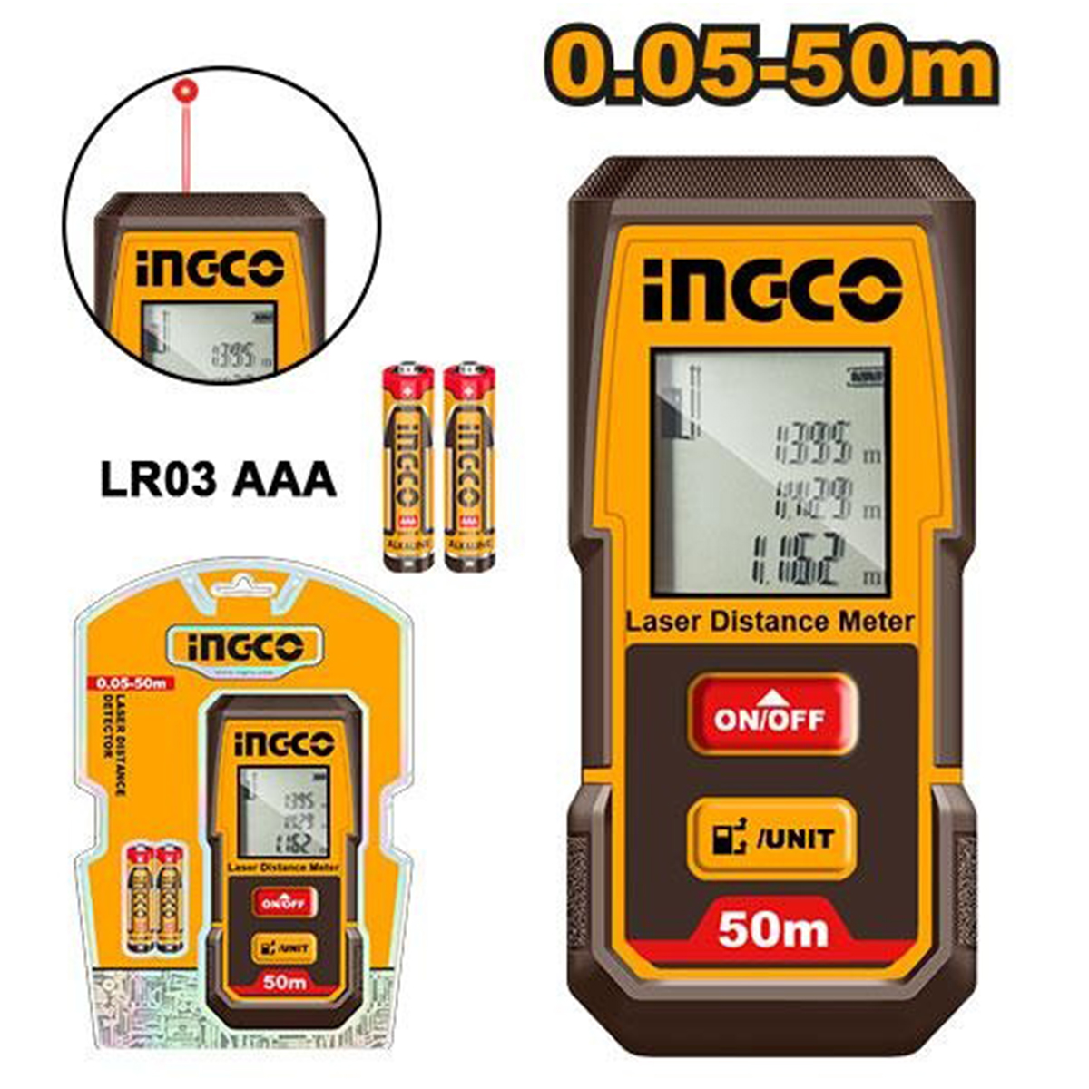 Ingco 60m/70m Laser Distance Detector Digital Laser Rangefinder ...
