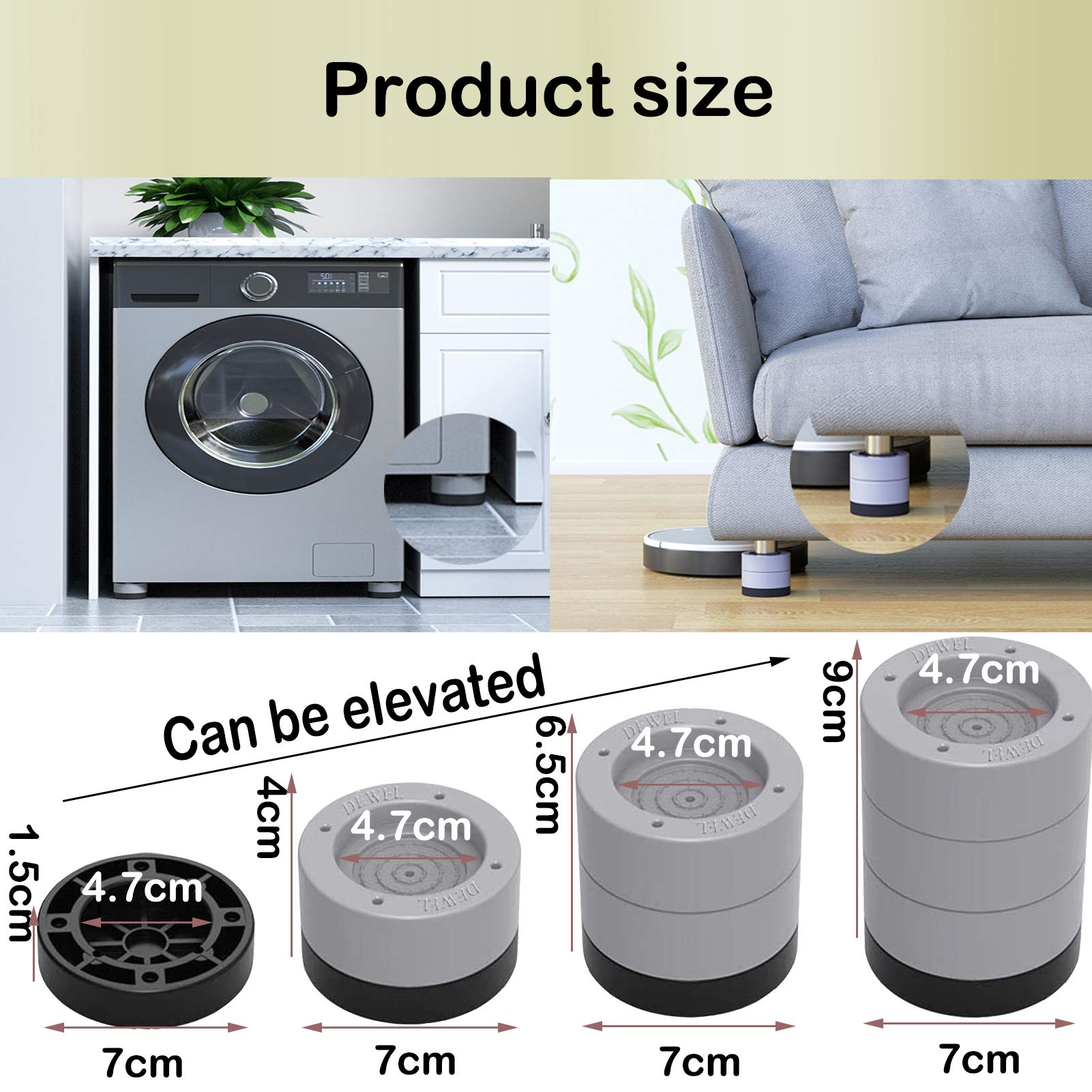 MegaHome 4PCS set Washing Machine Stand Set Universal Anti Vibration ...