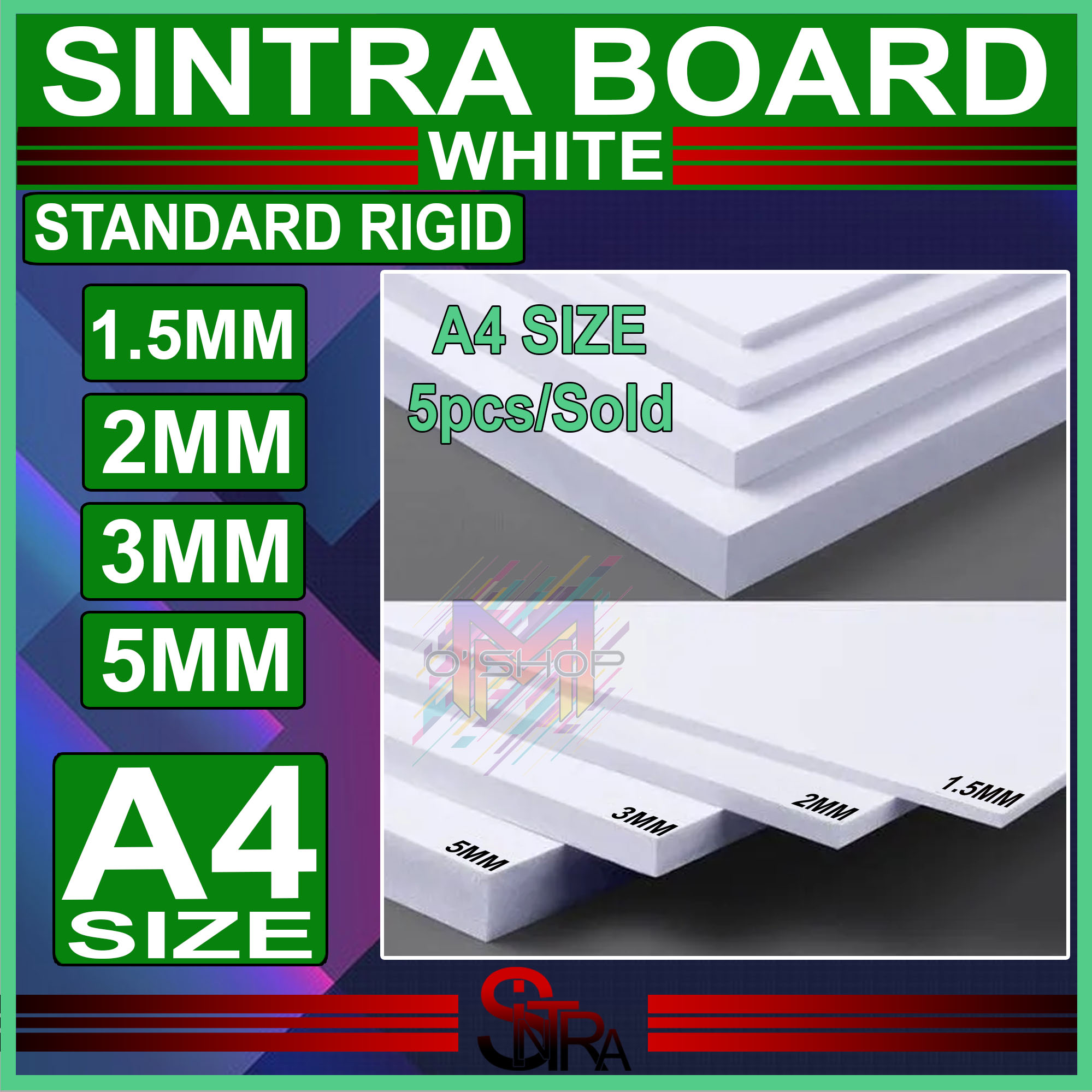 5pcs Standard Rigid Sintra Boards (1.5mm , 2mm , 3mm , 5mm ) | Shopee ...