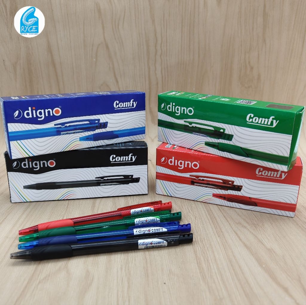 Digno Comfy Retractable Ballpoint Pens 0.7mm Fine Tip Black Blue Red ...