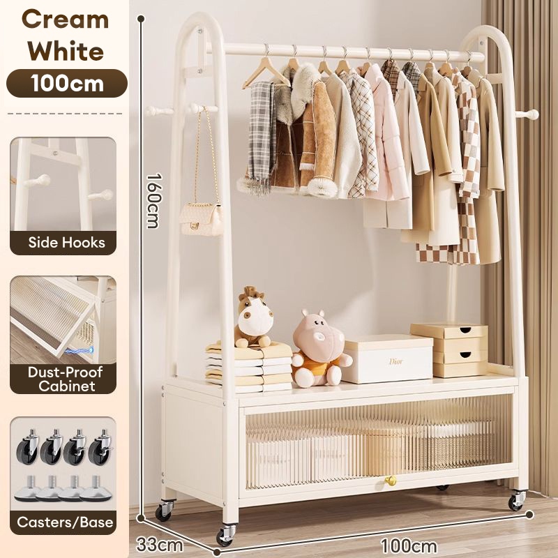 Clothes Rack Double Pole Floor-standing Bedroom Clothes Hanger Floor ...