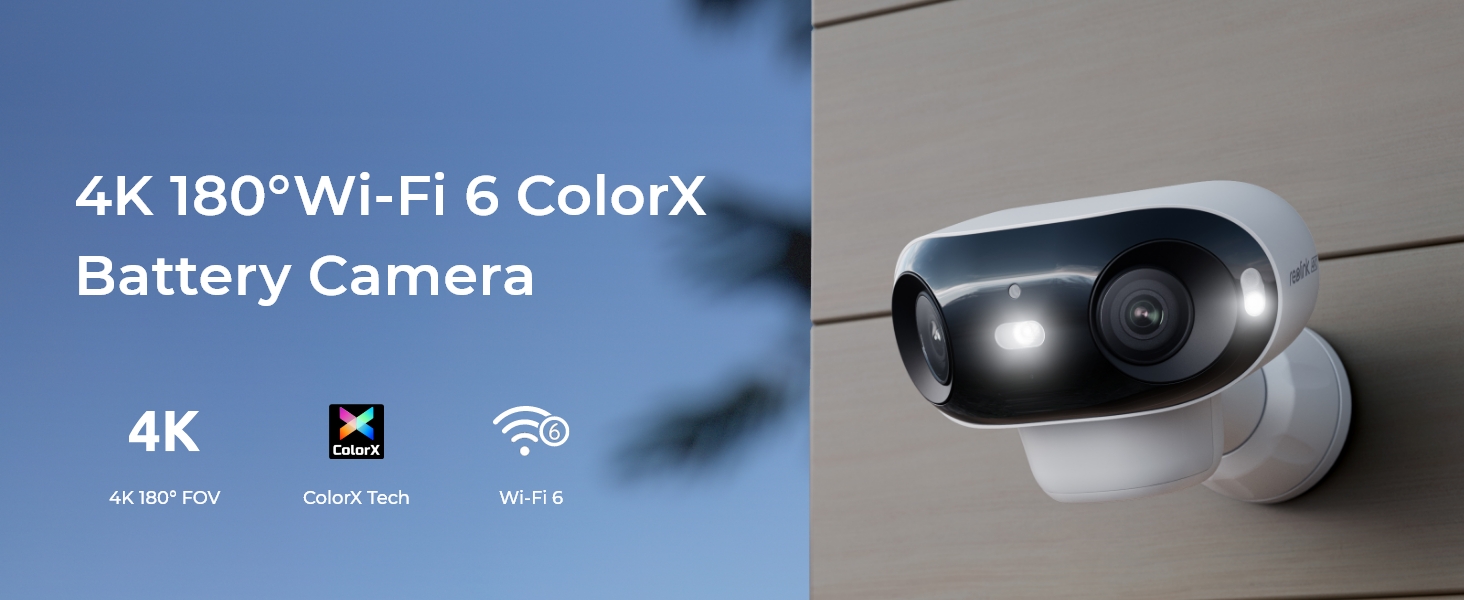 Reolink Argus 4 Pro Security Camera 4K 8MP 180°Dual Lens PIR Colorx ...