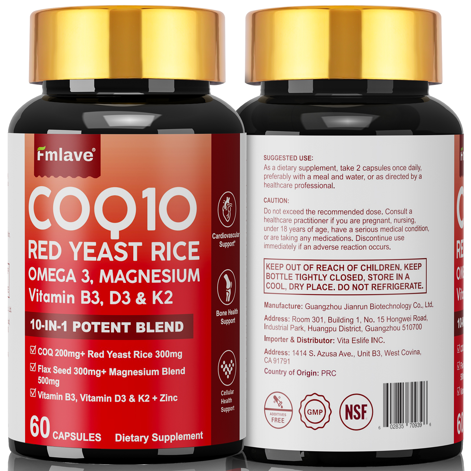 Fmlave CoQ10 Coenzyme Q10 300mg, 60 softgels Supports Heart Health ...