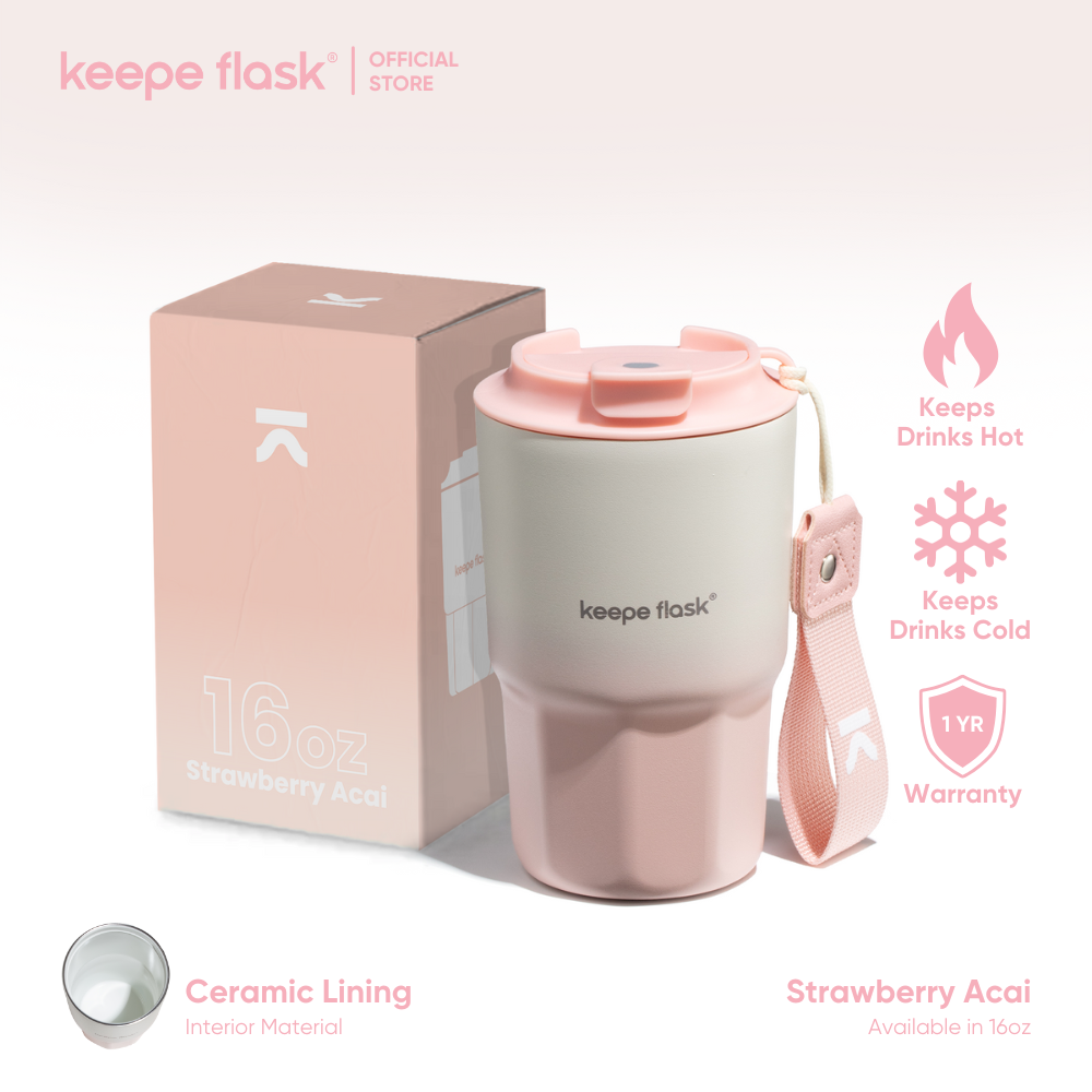 (NEW) Keepe Flask Coffee Tumbler CERAMIC LINER Double Wall Matte Vacuum ...