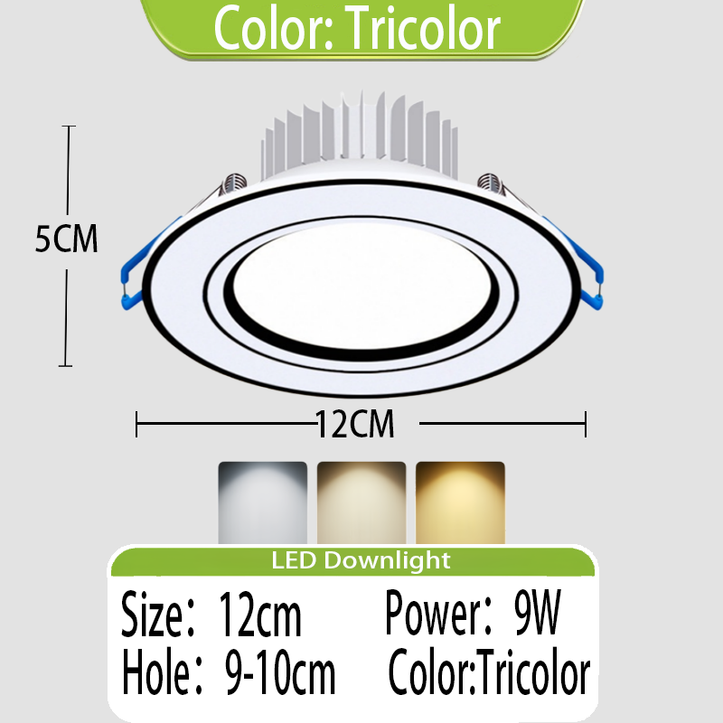 LED 9W Pin Lights Ceiling LED Tri color Round Aluminum Recessed LED ...