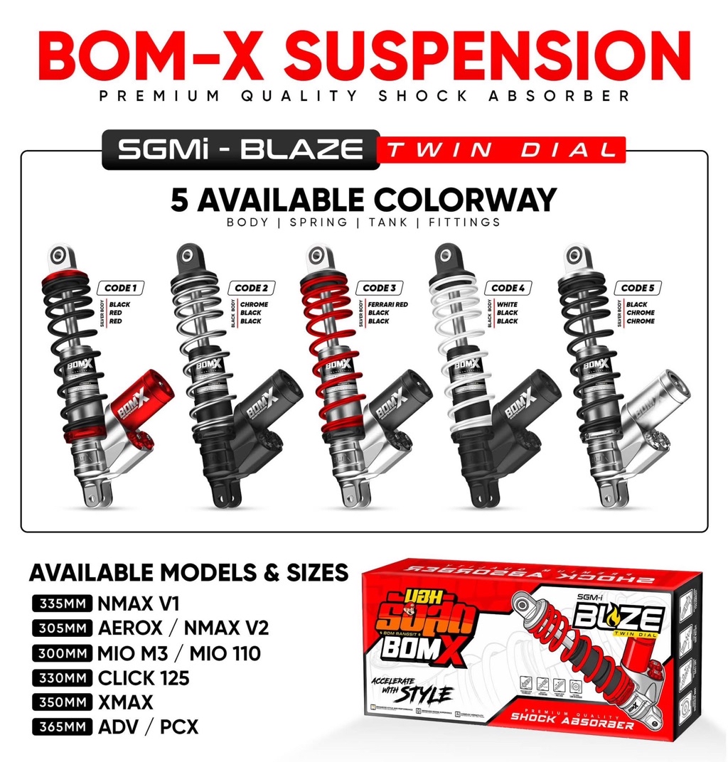 Bom-X Blaze Suspension Aerox v1 v2 / Nmax v1 v2 / Click 125/150 / Adv ...