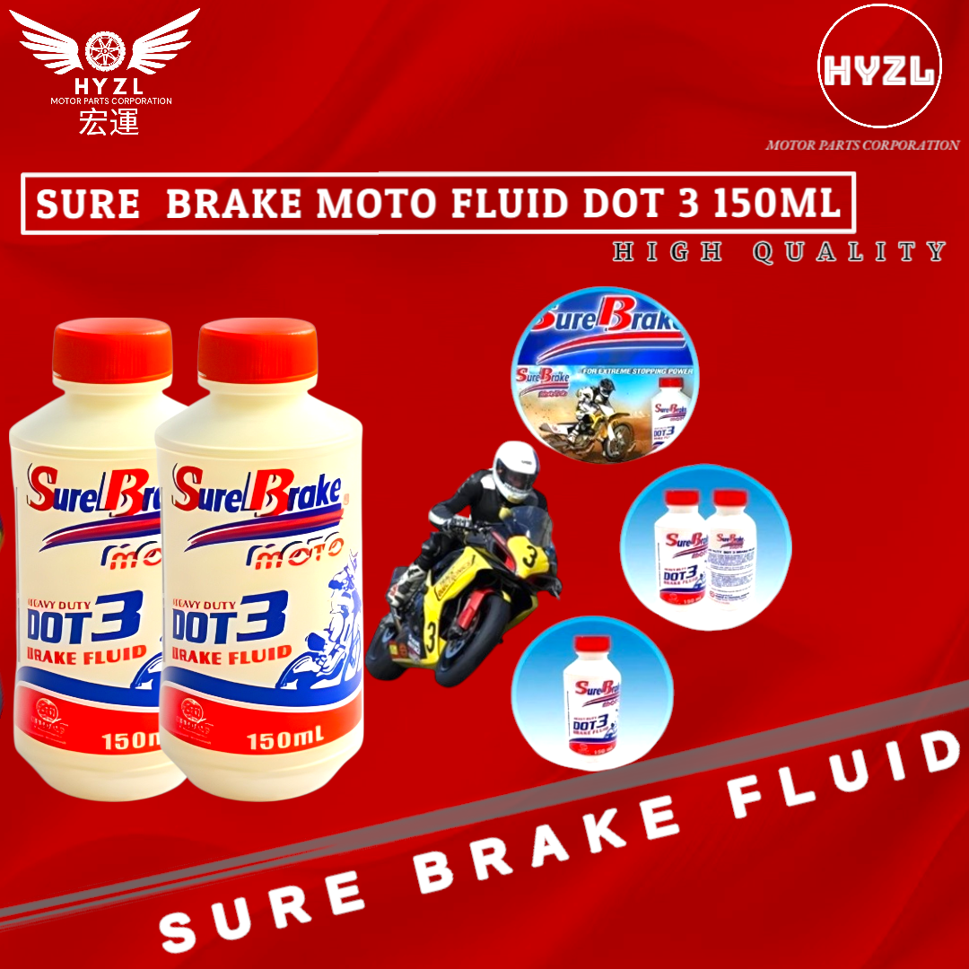 HYZL Sure Brake Moto DOT 3 Brake Fluid 150ml Heavy Duty & Off-Road ...