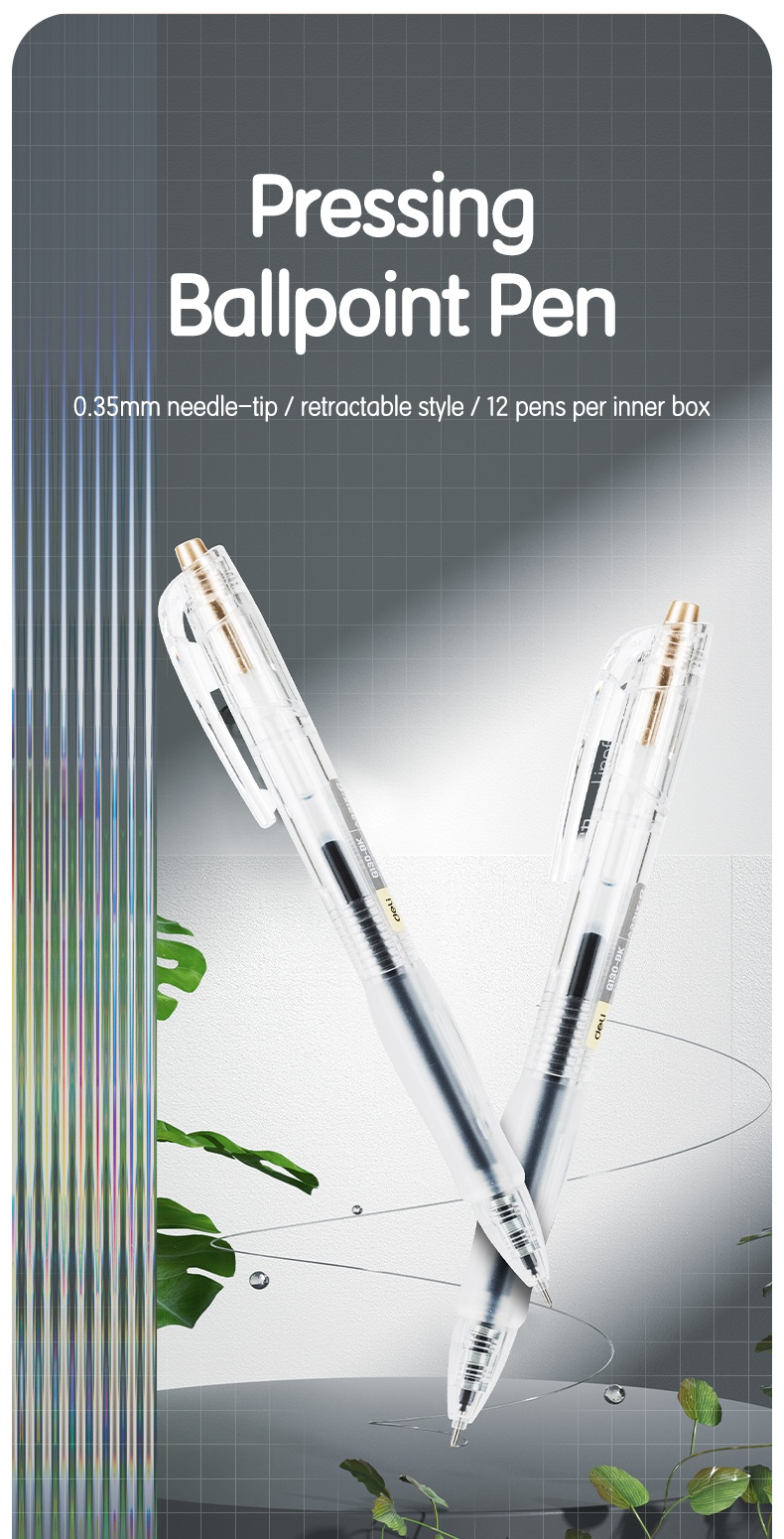 Deli SA130 Ballpen Press Gel Pen 0.35mm Black Quick-Drying Writing Pen ...