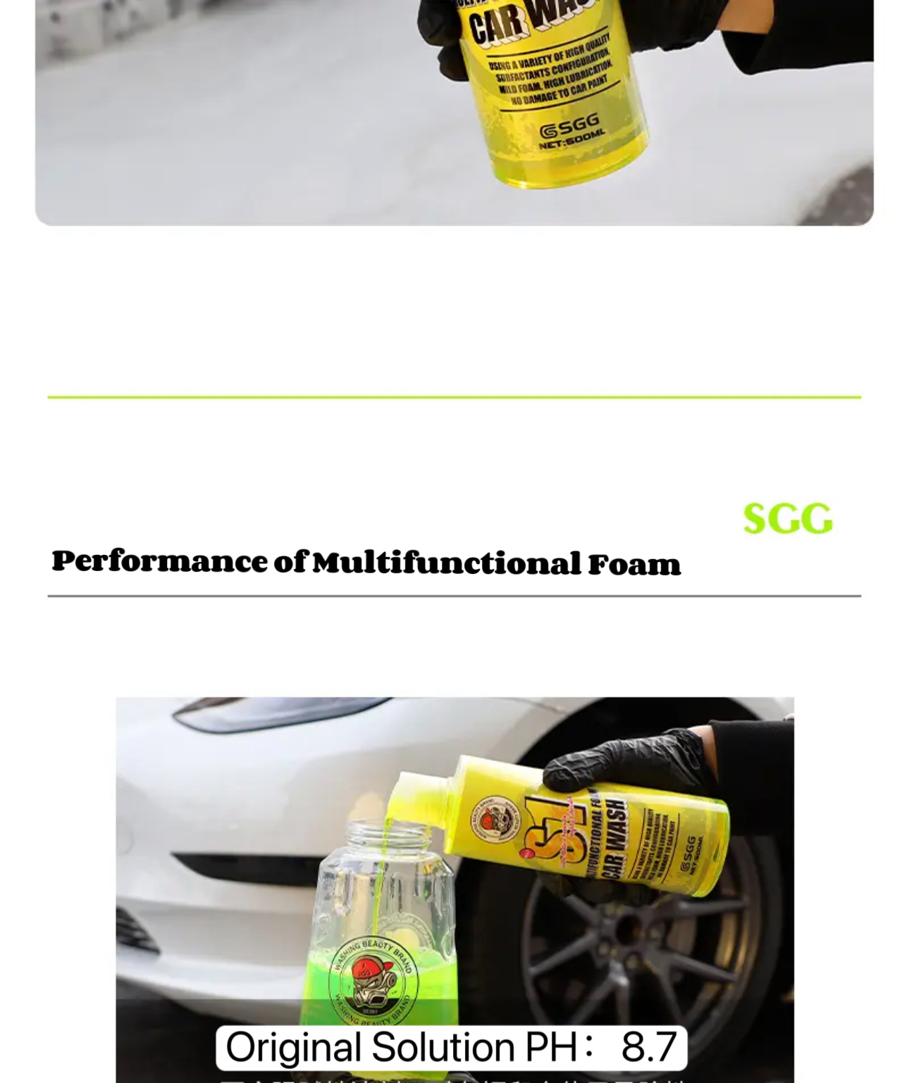 SGG S1 PH8.7 Neutral car wash liquid Car Wash Shampoo 200ML+500ML ...