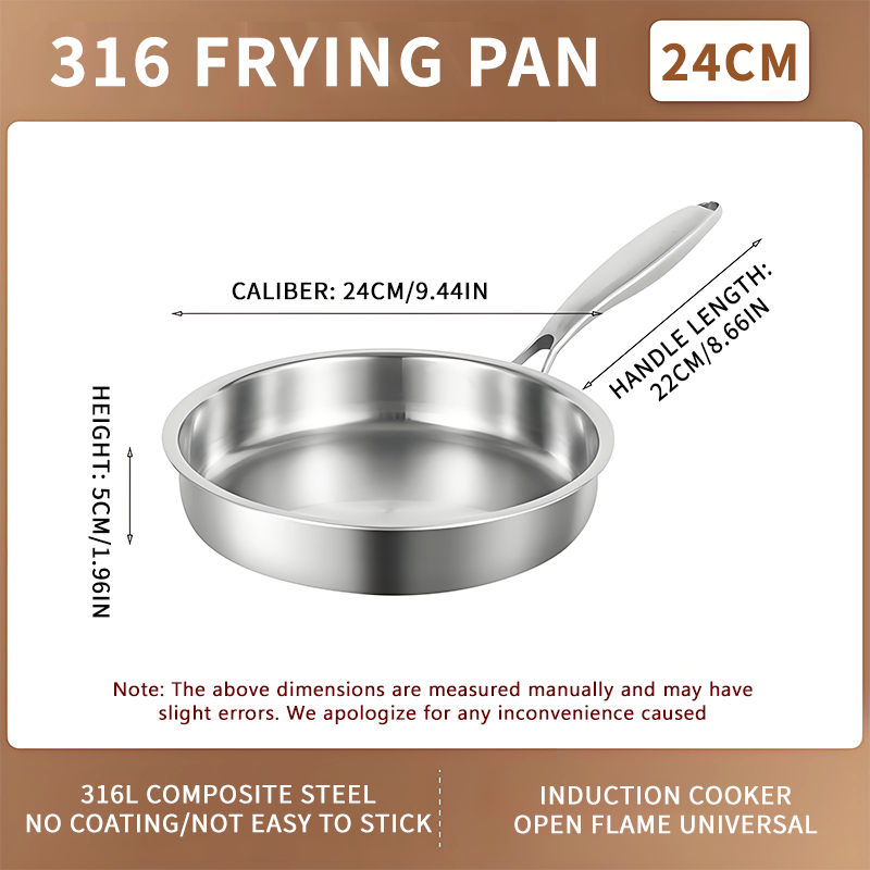 316 flat bottomed non stick pan household gas induction cooker ...