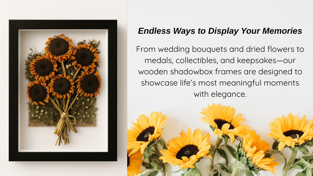 100% Glass Shadow Box Frame 3D Hollow Wooden Display Art Box Flower ...