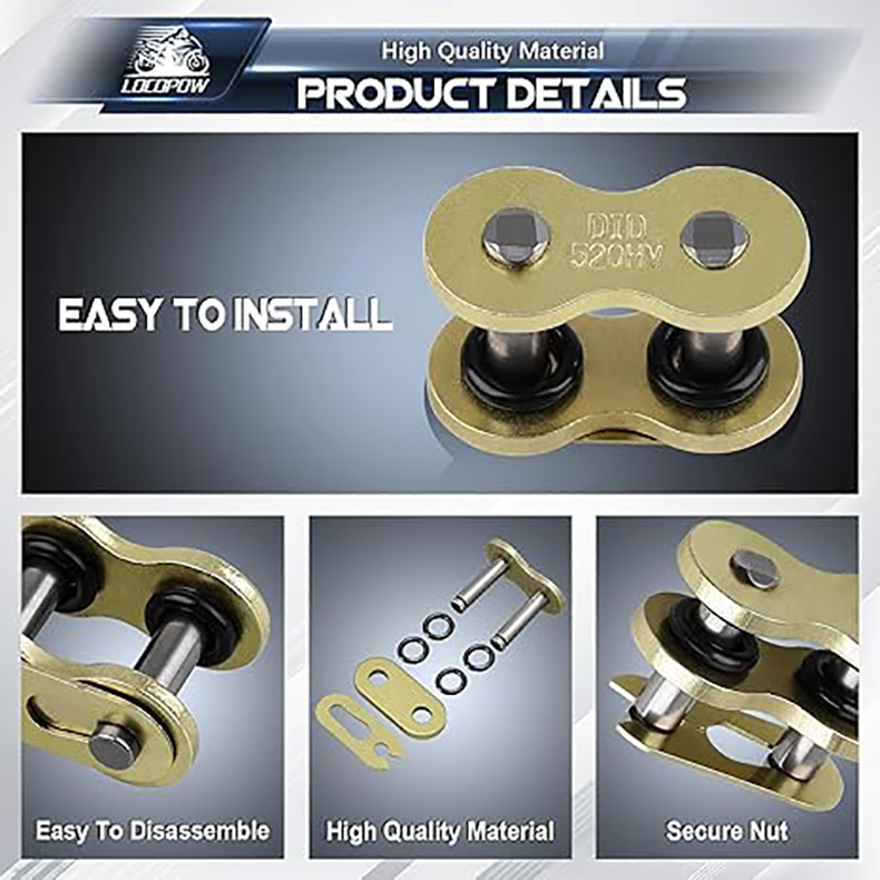 DID HV Durable Oil Seal Link Lock Gold Motorcycle Chain Buckle Rivet ...
