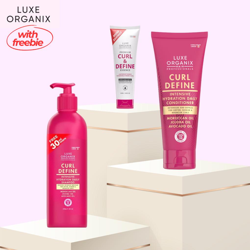 LUXE ORGANIX Curl Define Hair Care Bundle , SHAMPOO, CONDITIONER ...