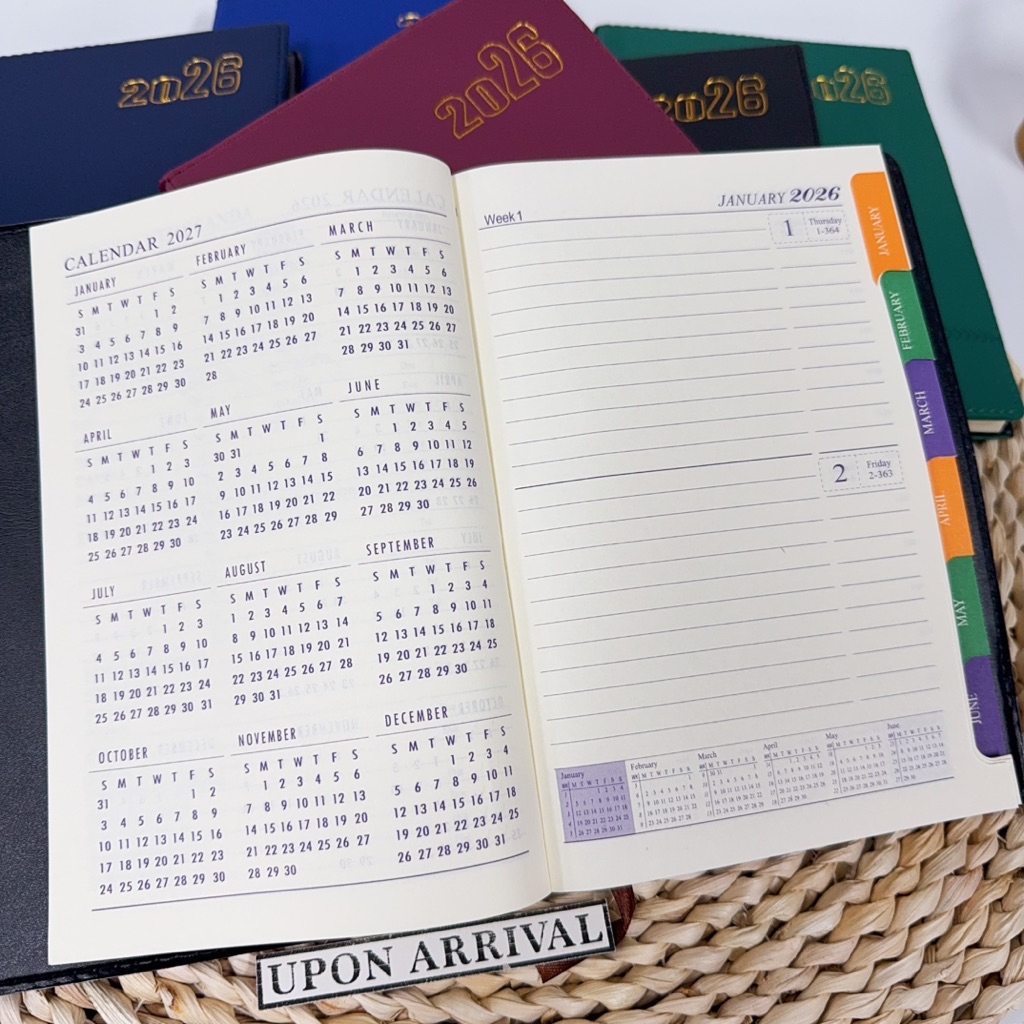 Year 2026 Notebook Planner Thick Leather Cover Journal Planner Calendar ...