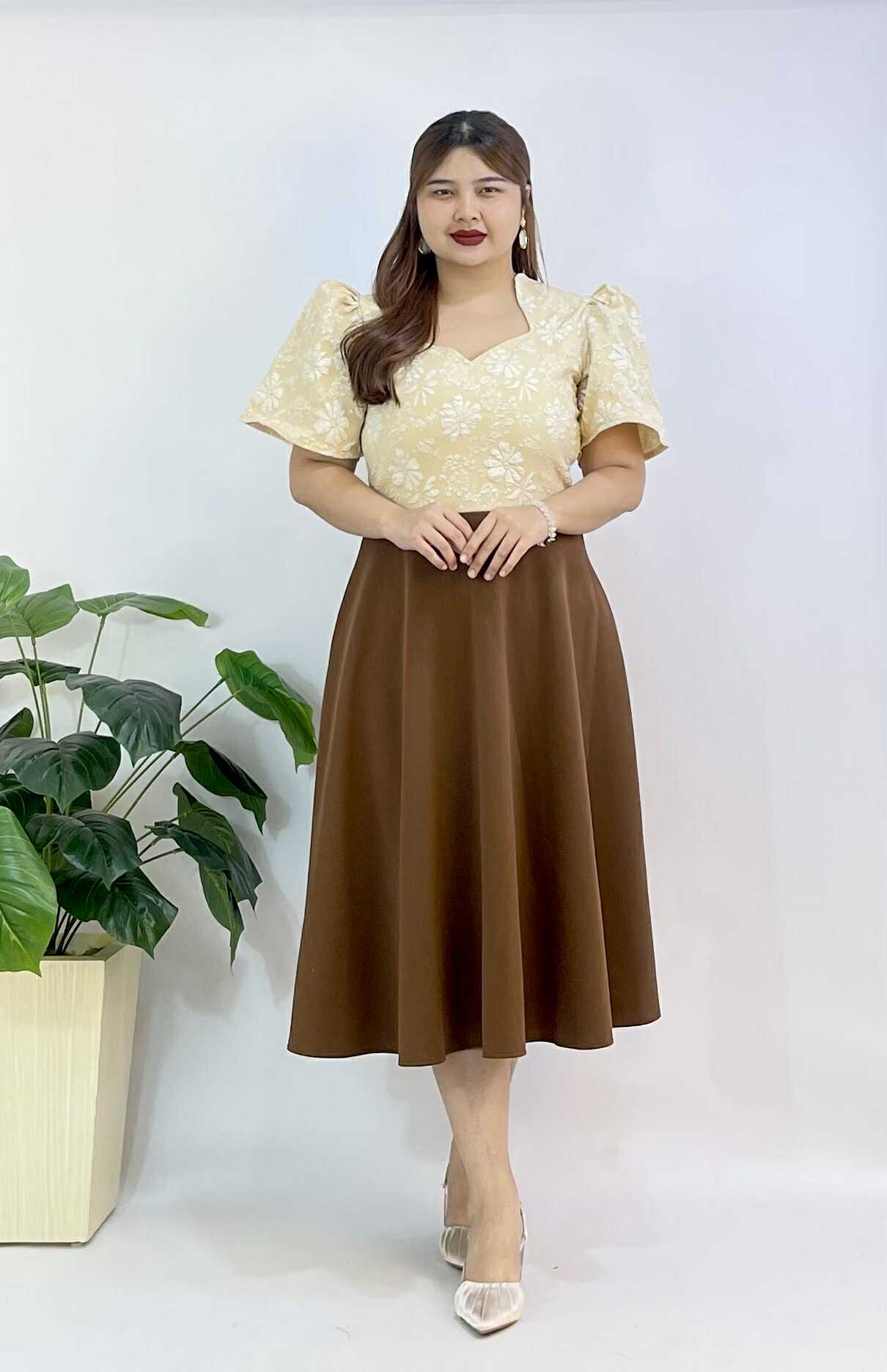 Via Combi Elegant Dress with Tie | Shopee Philippines