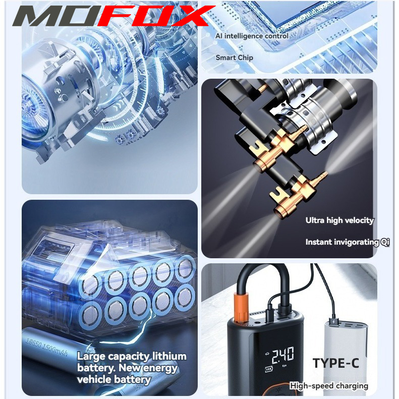 MOFOX Wireless Car Air Pump Portable Tire Inflator Pump For Motorcycle ...