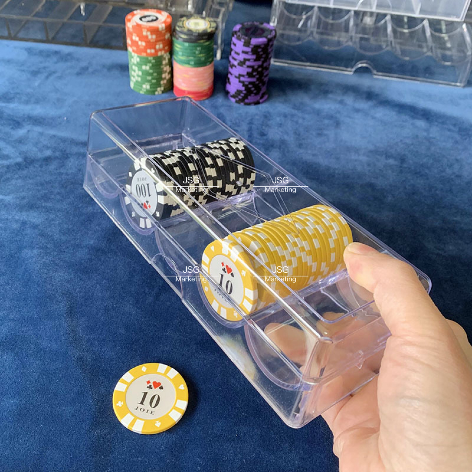 Poker Chip Holder Tray Racks -1Pack Clear Acrylic Chips Rack Case with ...