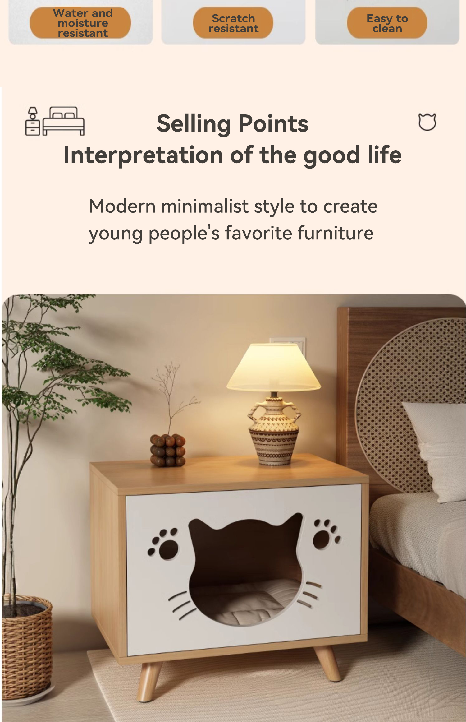 Cat Bedside Cabinet Warm Cat Villa Cat House Indoor Cat House Cat Cage ...