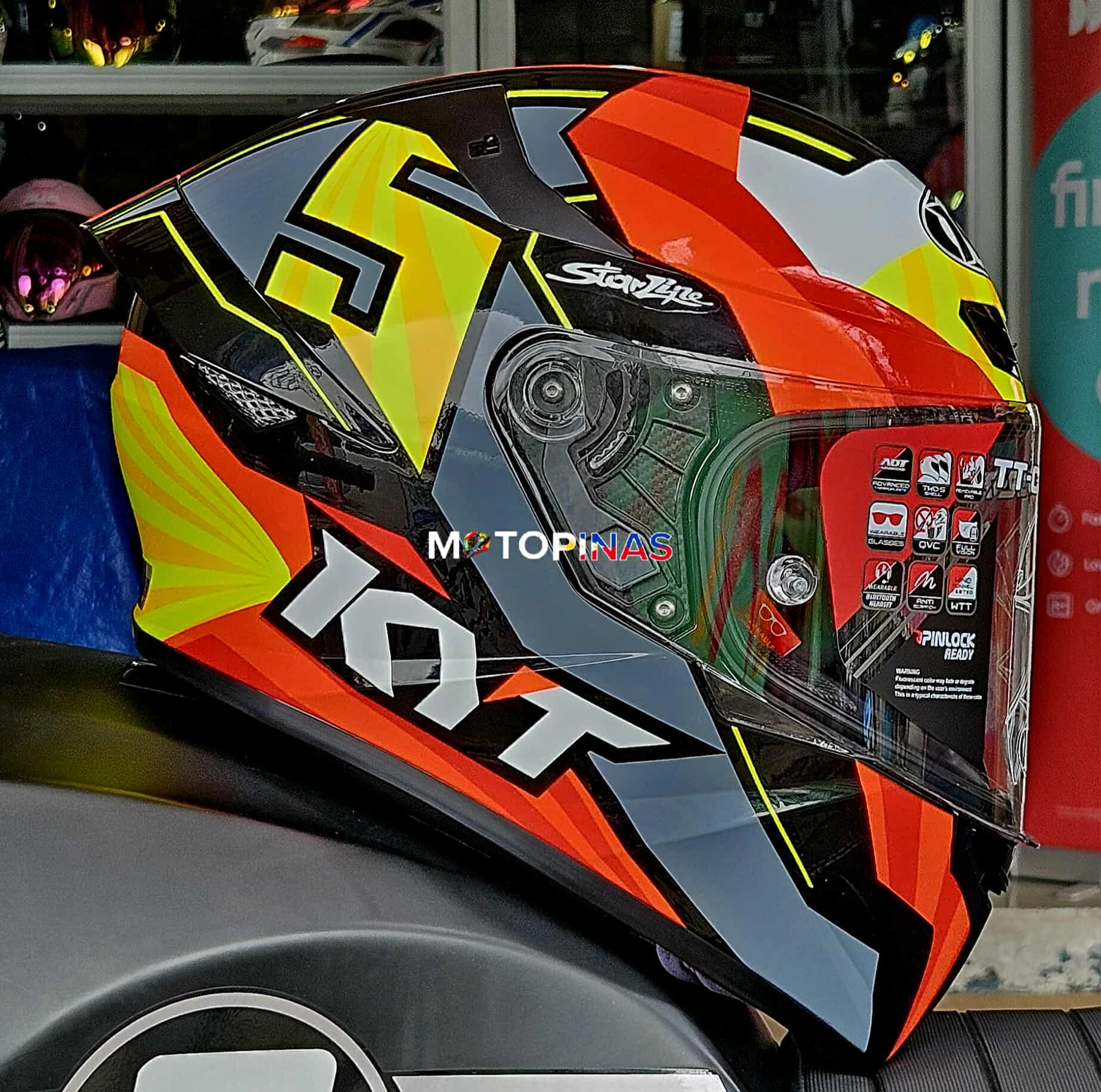 KYT TT-Course Flux Masia Fullface Helmet Single Visor and Iridium Lens ...