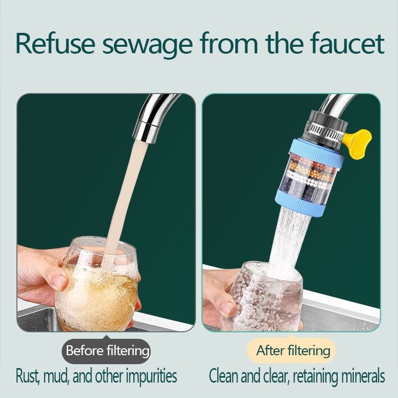 Faucet Filter 6 Layer Filtration 360 Degree Splash-proof Shower Tap ...