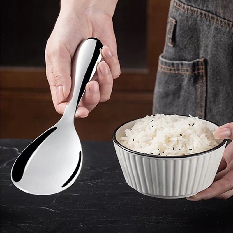 Non-stick Rice Spoon Rice Serving Scooper Stainless Steel Large Spoon ...