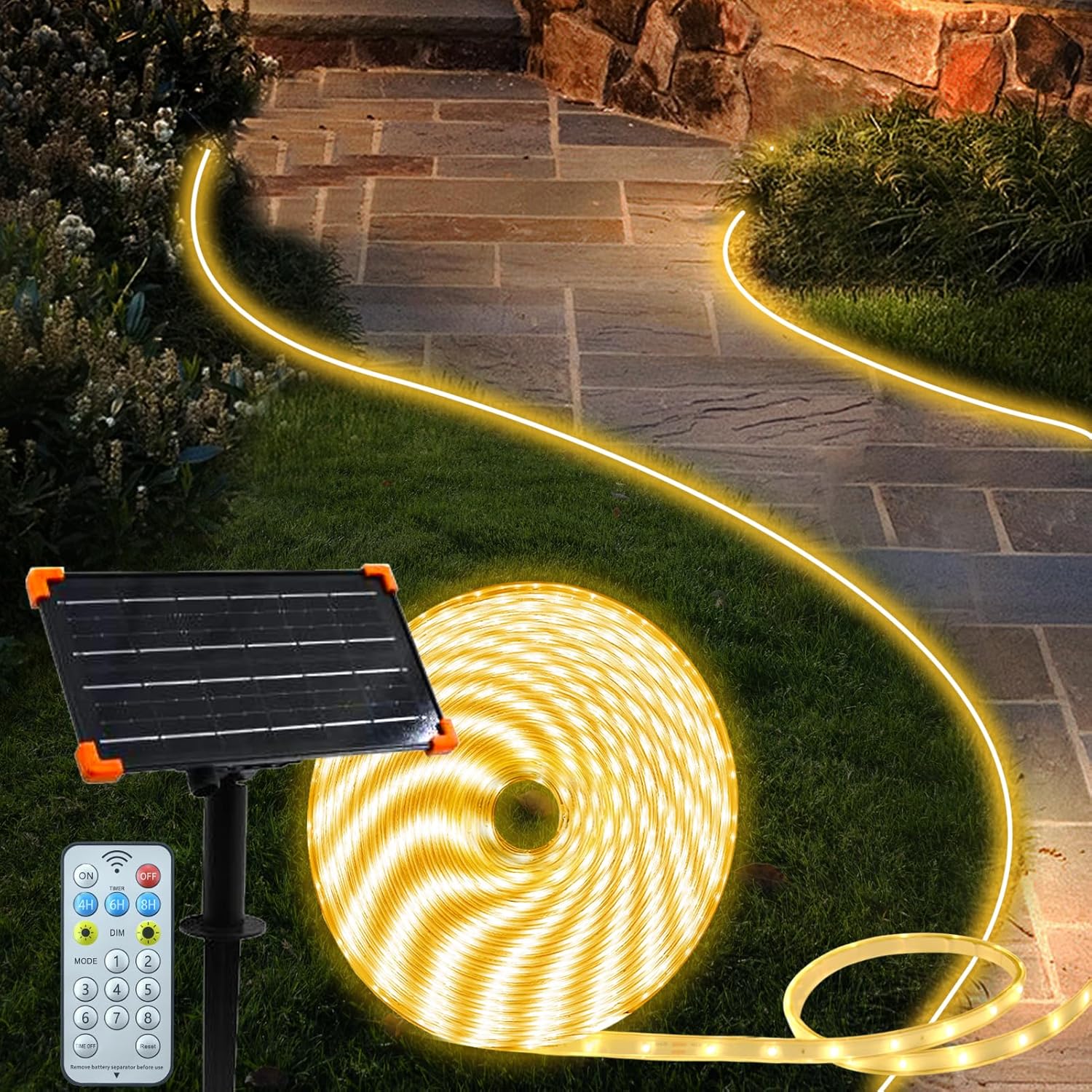 15M/49.2ft Solar Strip Lights Outdoor Waterproof Cove light strip ...