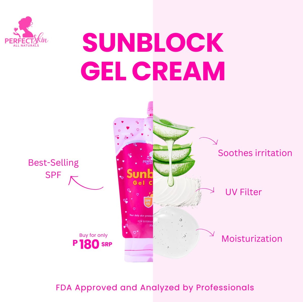 PerfectSkin Sunblock Gel Cream 50grams SPF45 | Shopee Philippines