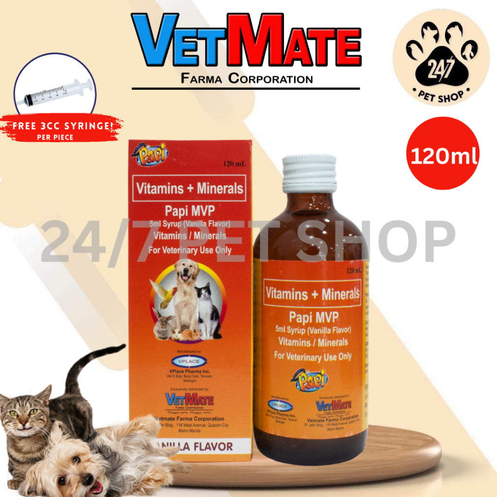 Free 3cc Syringe 120ml Papi MVP Multivitamins Syrup Cat Dog Puppy ...