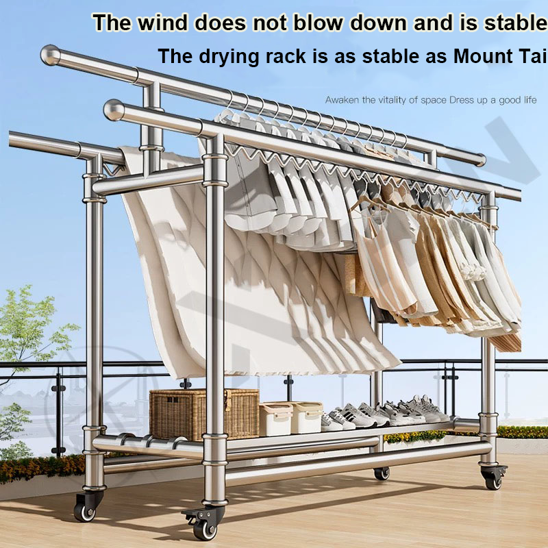 220CM Clothes Rack Stainless Sampayan Heavy Duty Windproof Adjustable ...