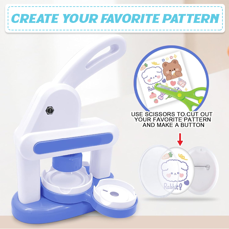 Creative 3 in 1 Badge Machine Kit Blue - Upgrade Button Maker DIY Pin ...