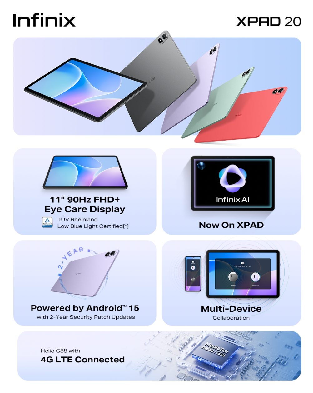Infinix XPAD 20 4G LTE+ WiFi, 8+256, Helio G88, 11" 90Hz FHD+, 7000 ...