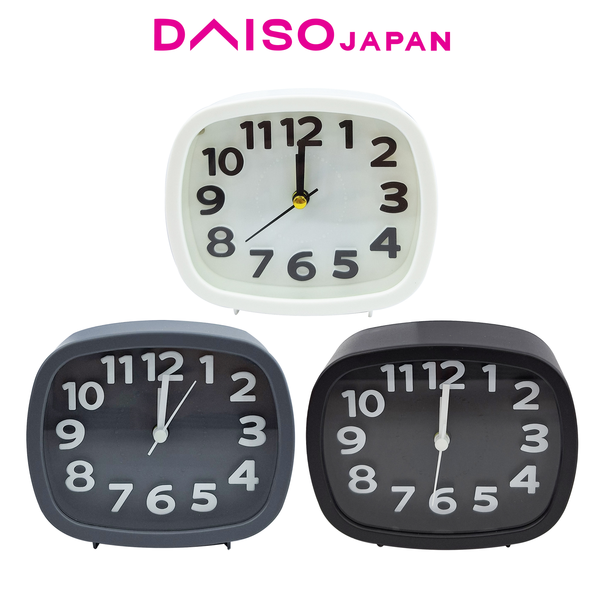 Daiso Monotone Square Alarm Clock with Light | Shopee Philippines