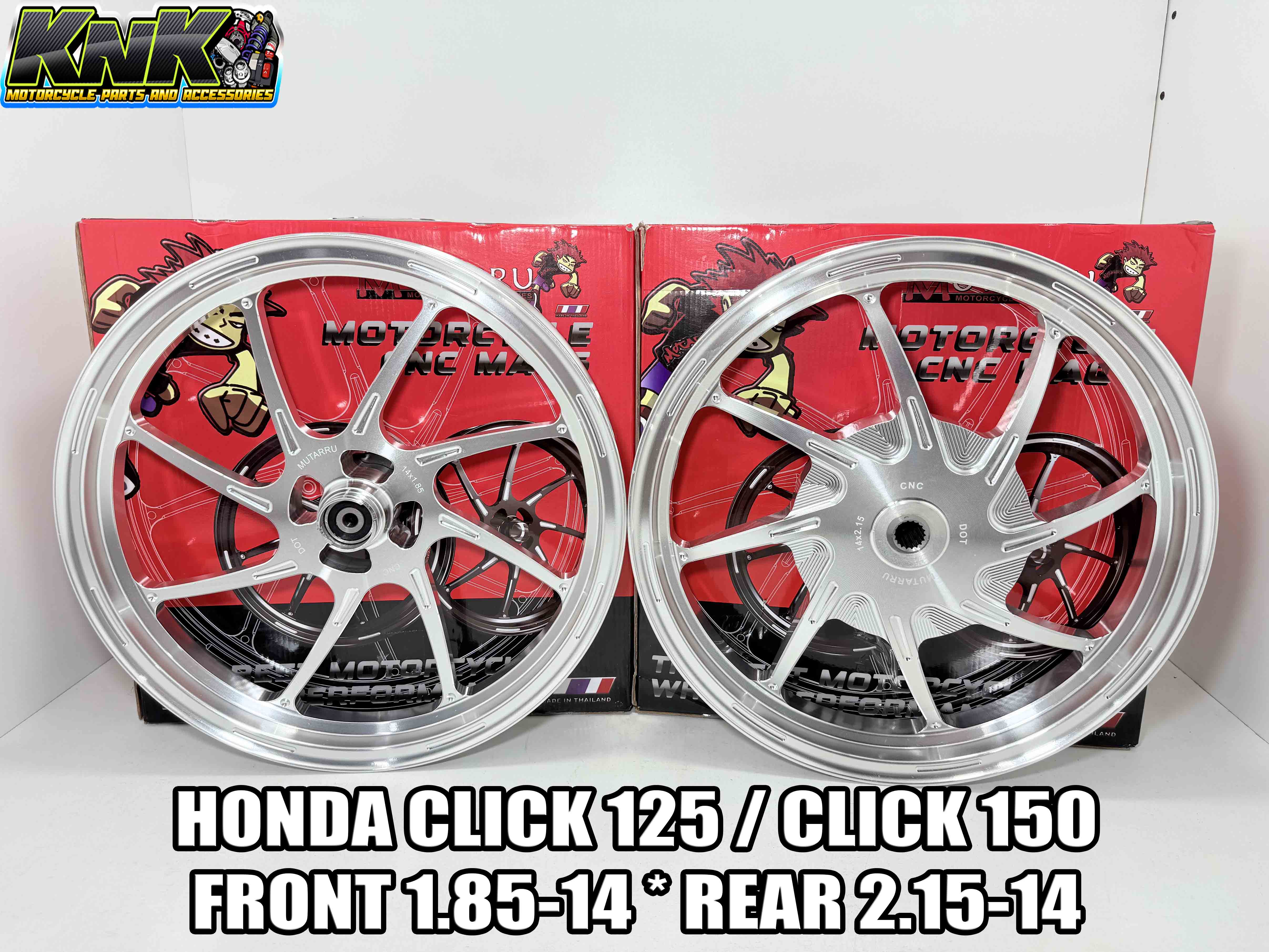 MUTARRU CNC MAGS MC8 14s 8 SPOKES FOR HONDA CLICK 125 / CLICK 150 100% ...