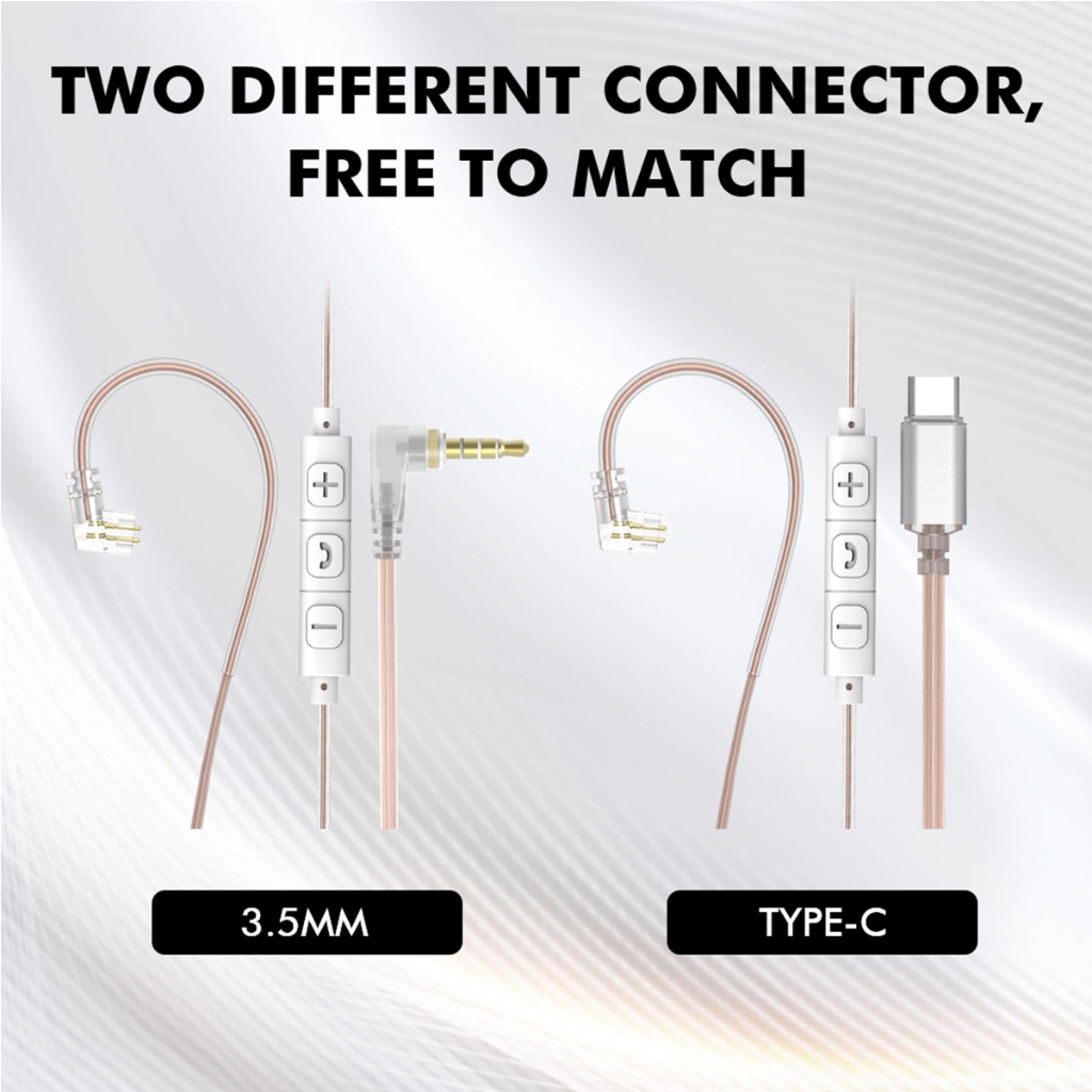 Popcorn Type-C IEM Upgraded Memory Ear Hook Audio Cable with Microphone ...