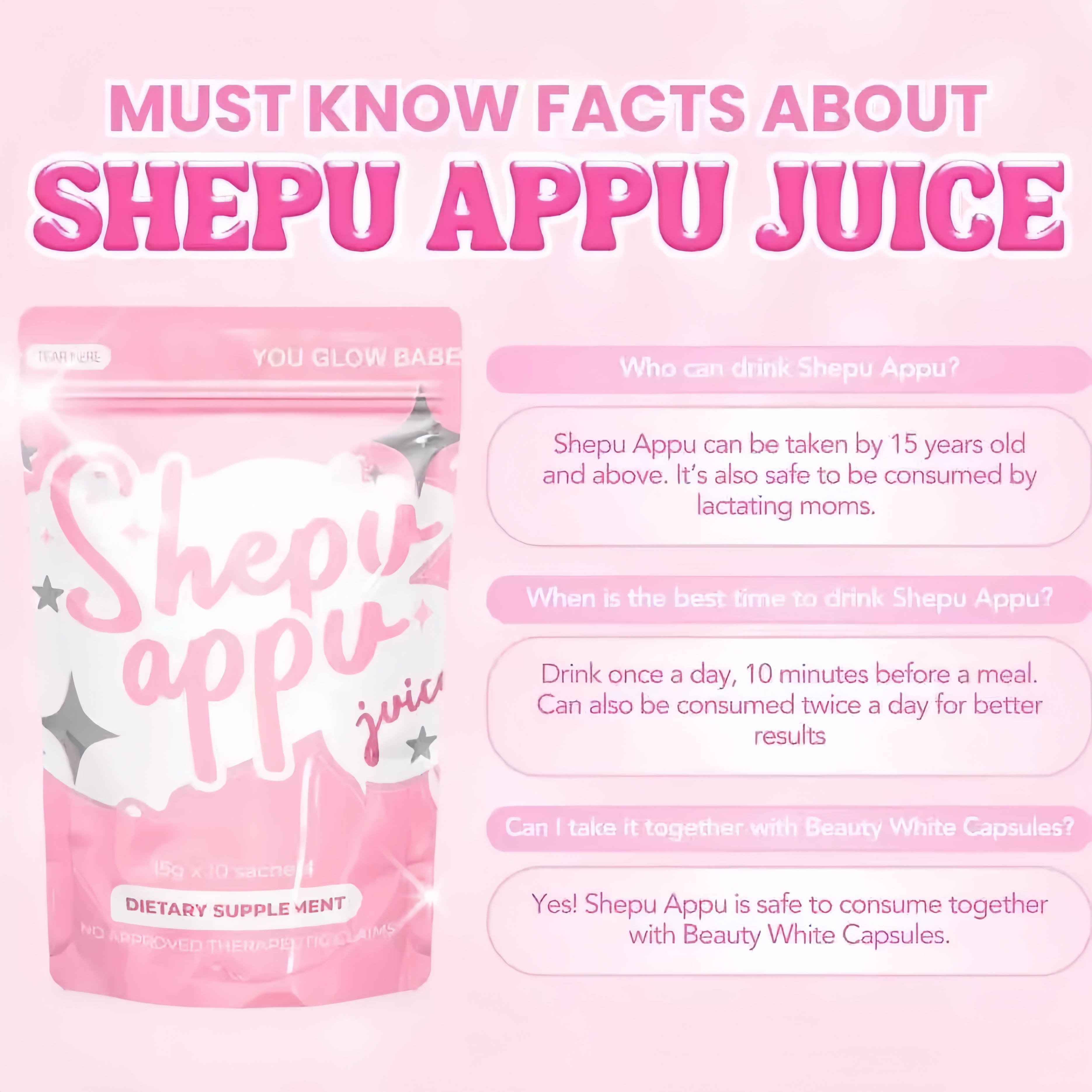 You Glow Babe Shepu Appu Juice Drink | Collagen Glutathione Whitening ...